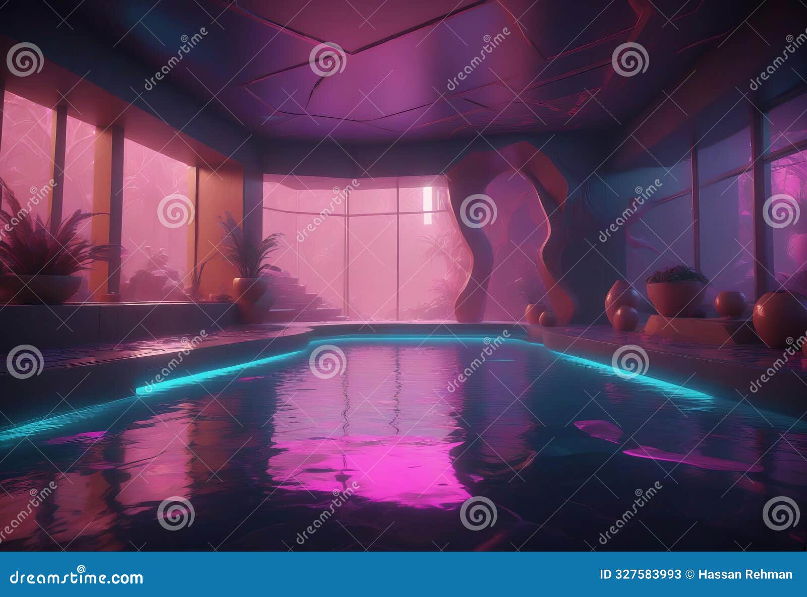 Polymorph Interior Design in Cinematic Lighting Stock Illustration ...