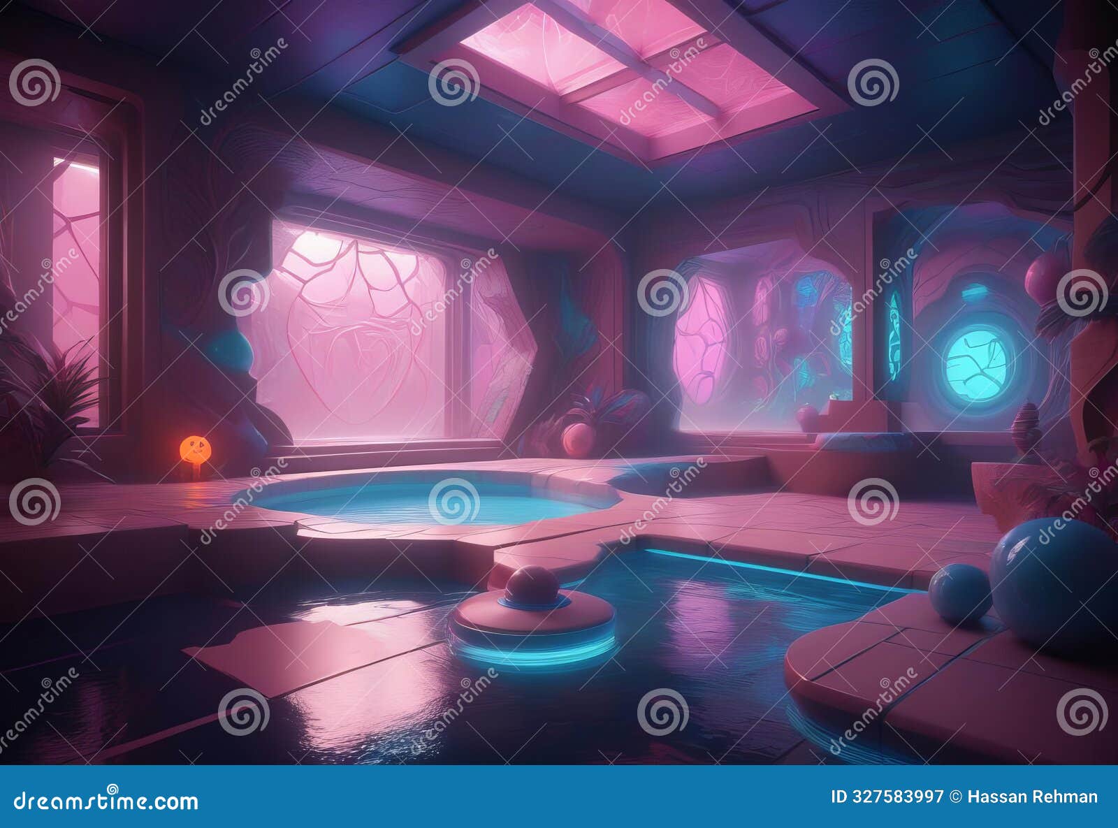 Polymorph Interior Design In Cinematic Lighting Stock Photo ...