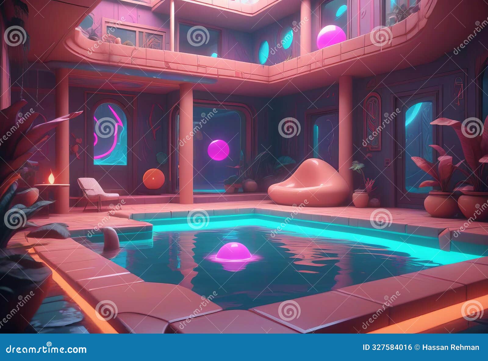 Polymorph Interior Design In Cinematic Lighting Stock Photo ...