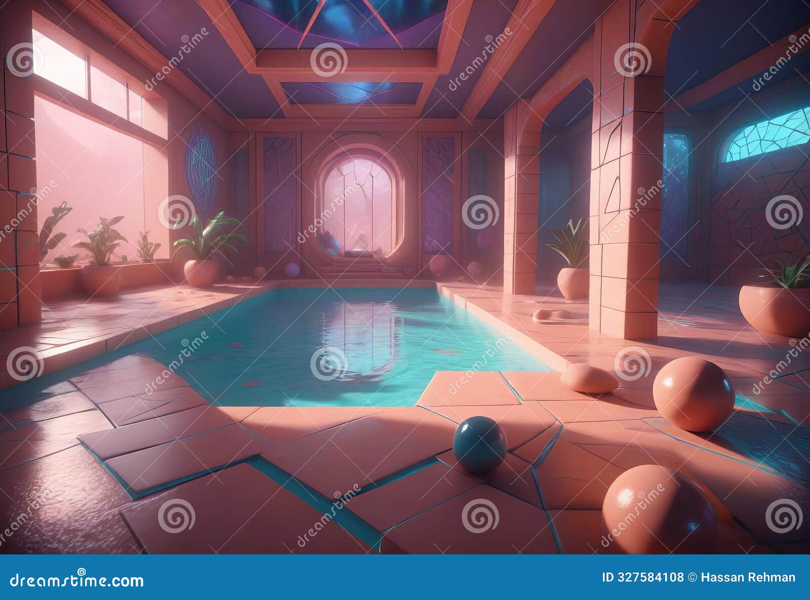 Polymorph Interior Design in Cinematic Lighting Stock Illustration ...