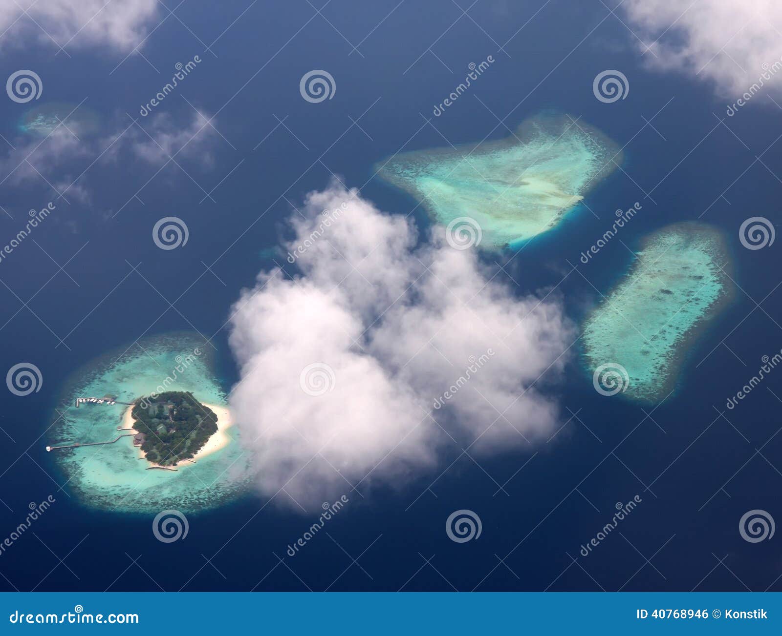 Polynesia. the Atoll in Ocean through Clouds Stock Photo - Image of ...