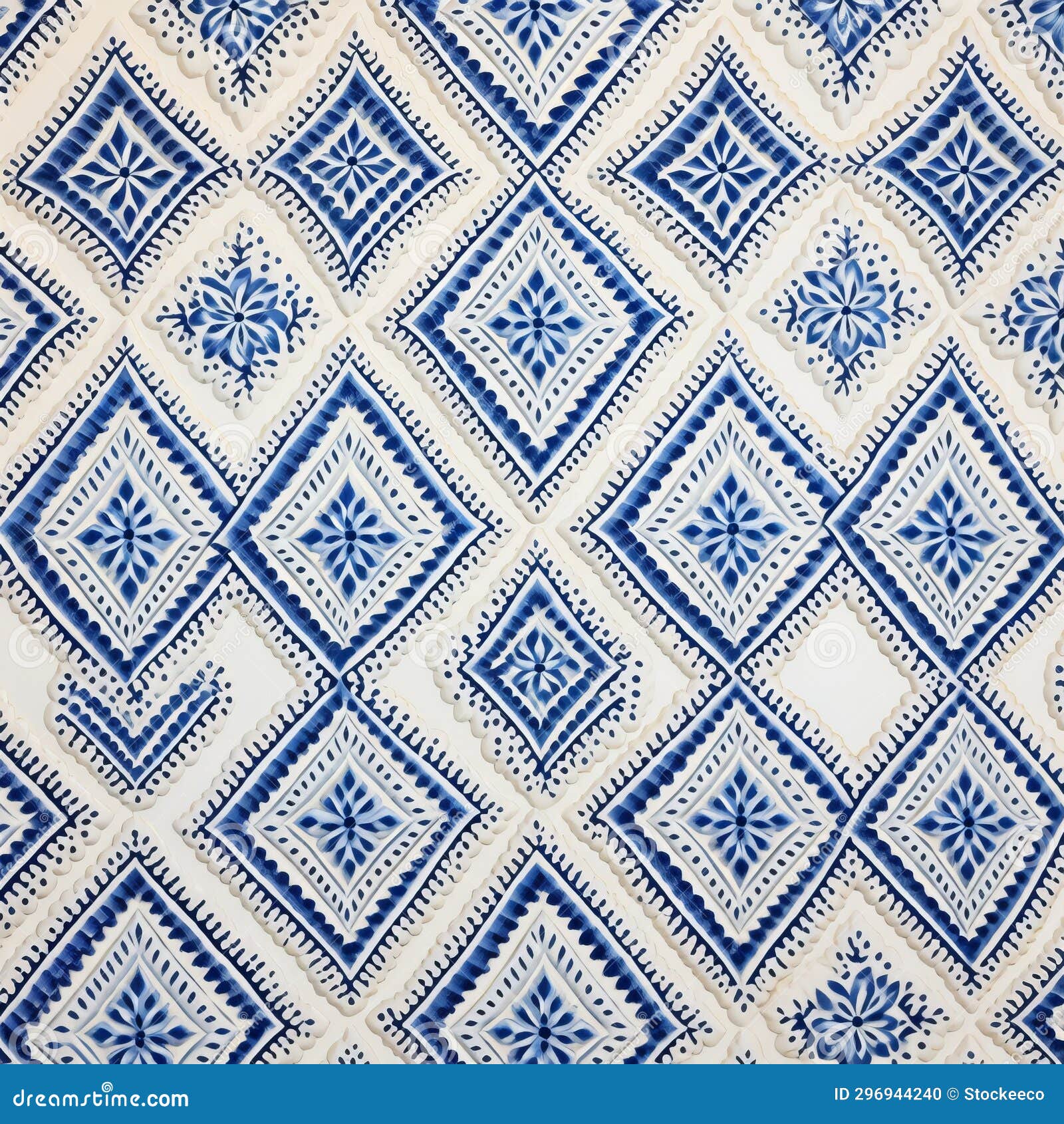 Contemporary Indian Art Inspired Blue and White Fabric with Hand ...