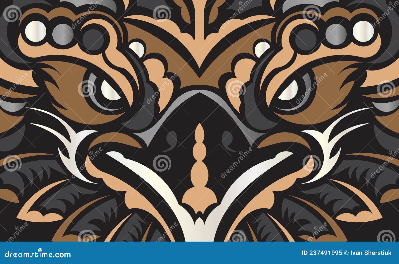 Polynesia and Maori Dark Luxury Banner with Eagle Face. Vector. Stock ...