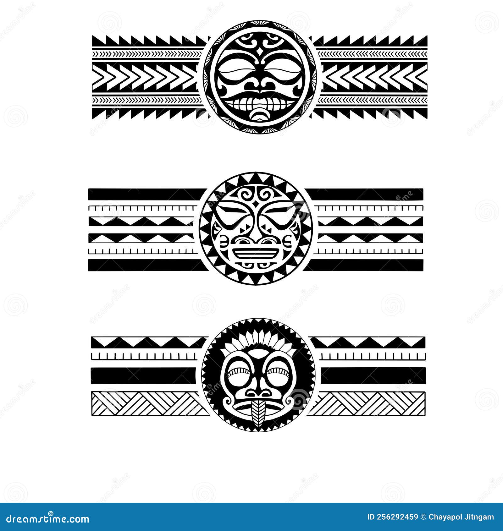 Polynesian Armband Tattoo Stencil. Pattern Samoan. Black and White ...