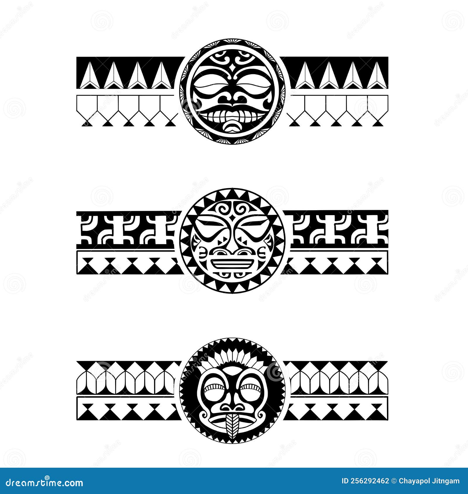 Polynesian Armband Tattoo Stencil. Pattern Samoan. Black And White ...