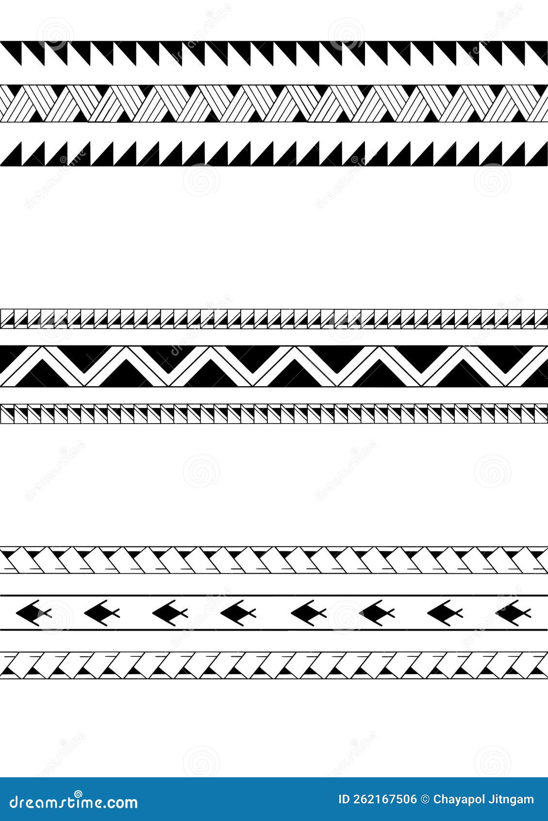 Polynesian Armband Tattoo Stencil. Pattern Samoan. Black And White ...