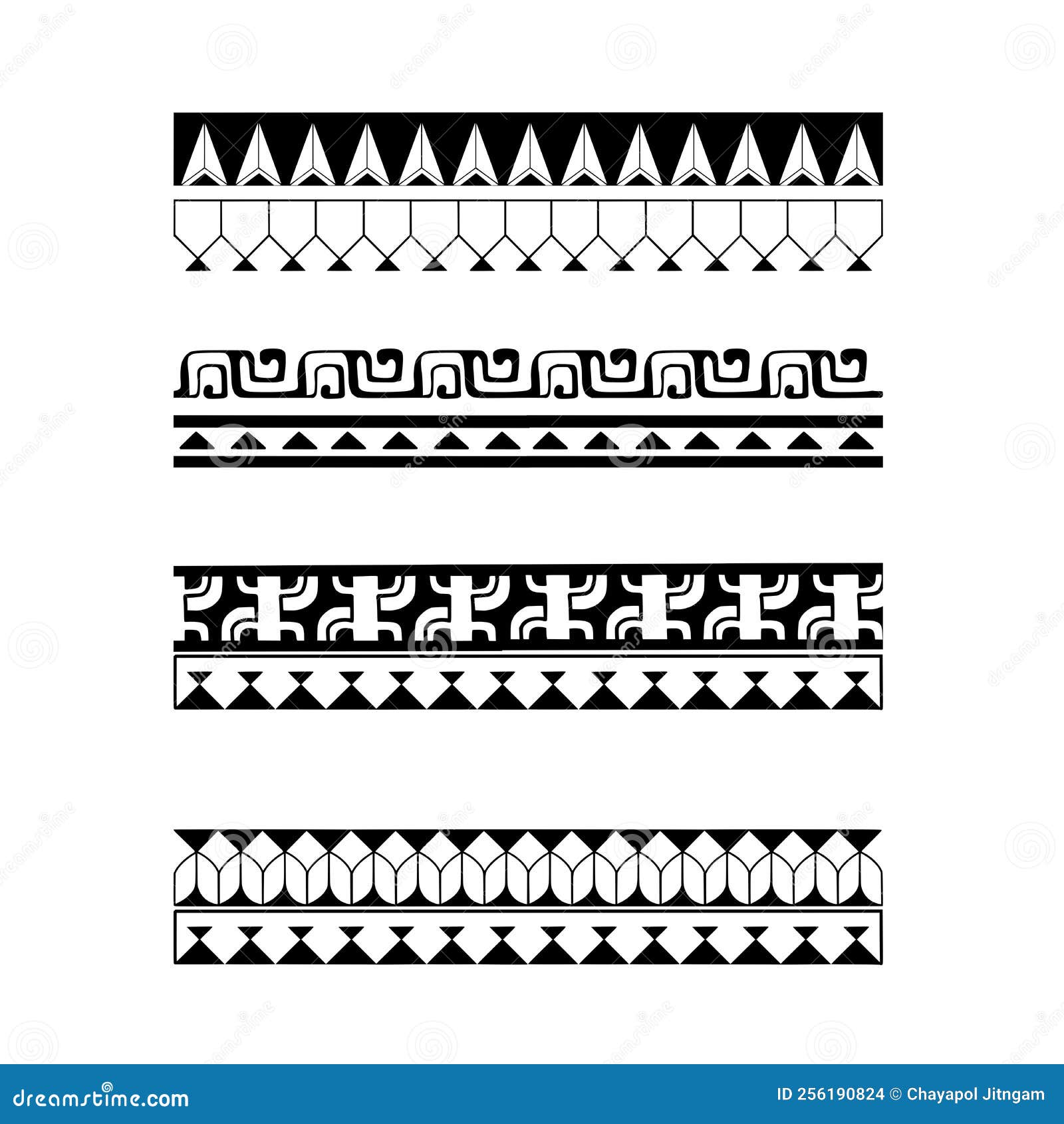 Polynesian Armband Tattoo Stencil Pattern Samoan Black And White