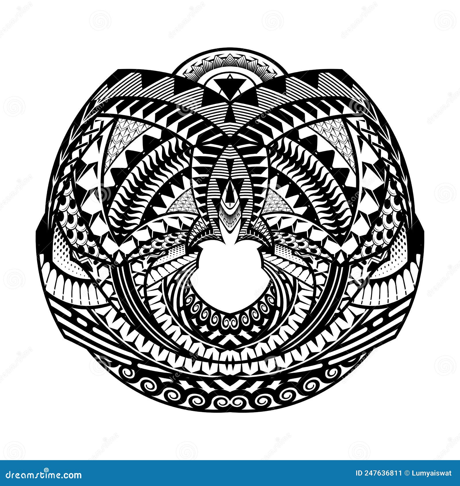 Polynesian Maori Ethnic Circle Tattoo Stock Vector - Illustration of ...