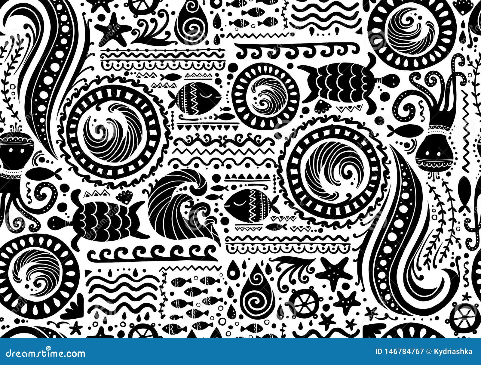 Polynesian Style Marine Background, Tribal Seamless Pattern for Your ...