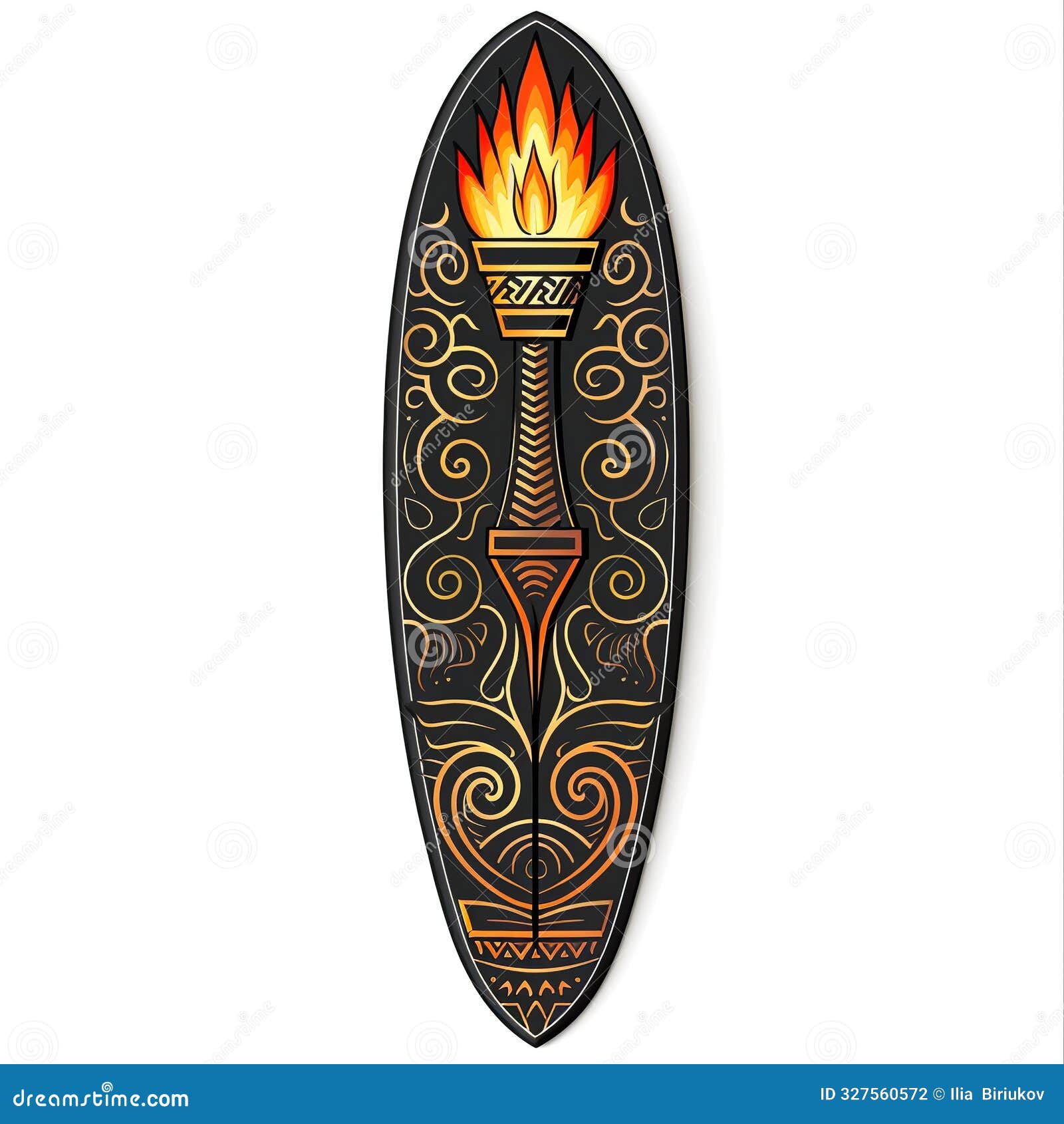 Polynesian Surfboard with Olympic Torch Illustration Stock Illustration ...