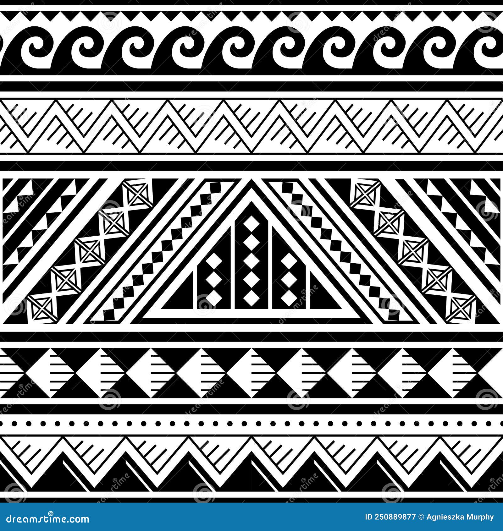 Polynesian Tribal Seamless Vector Pattern with Geometric Shapes, Cool ...