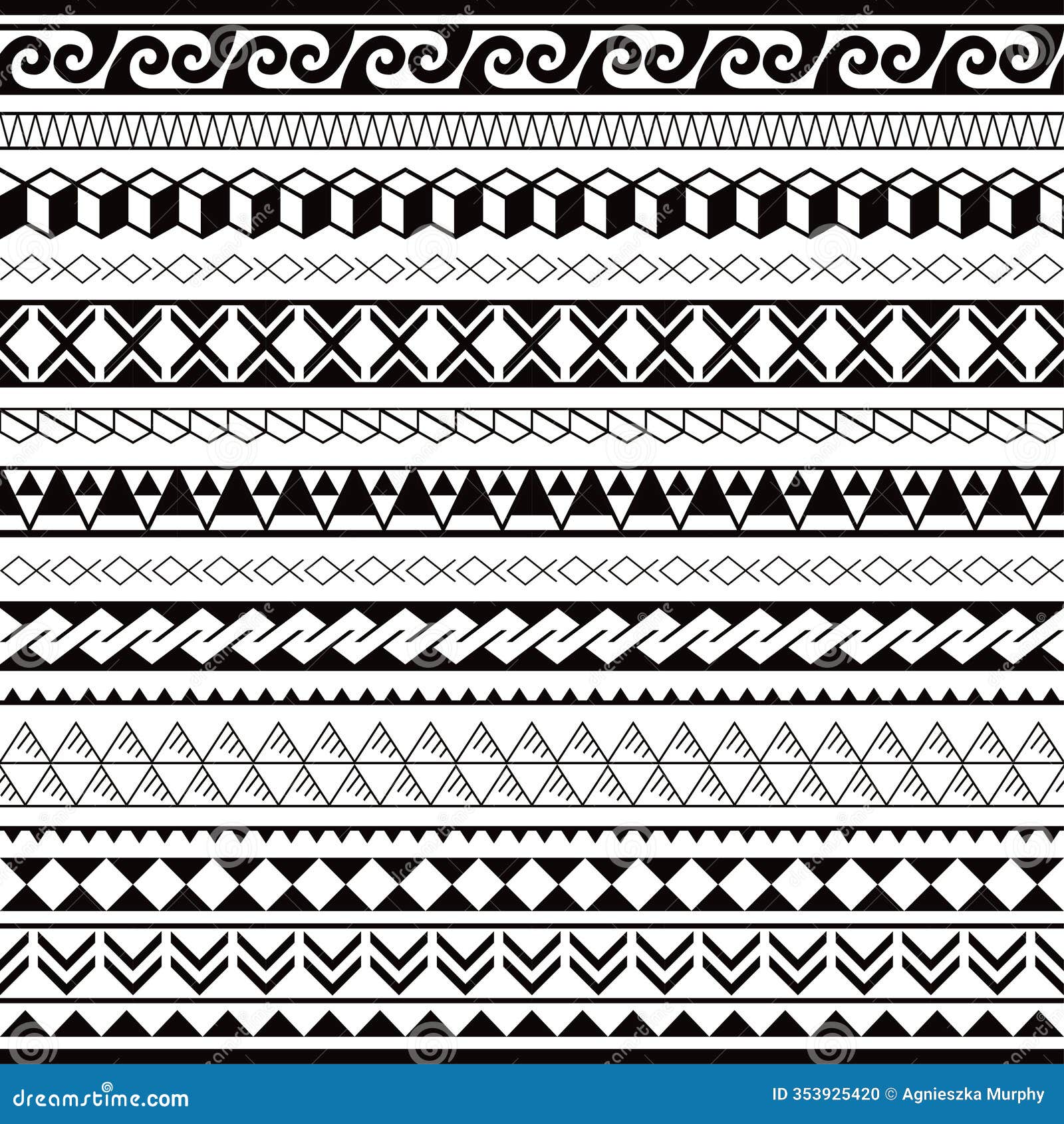 Polynesian Tattoo Seamless Vector Tribal Pattern, Hawaiian Traditional ...