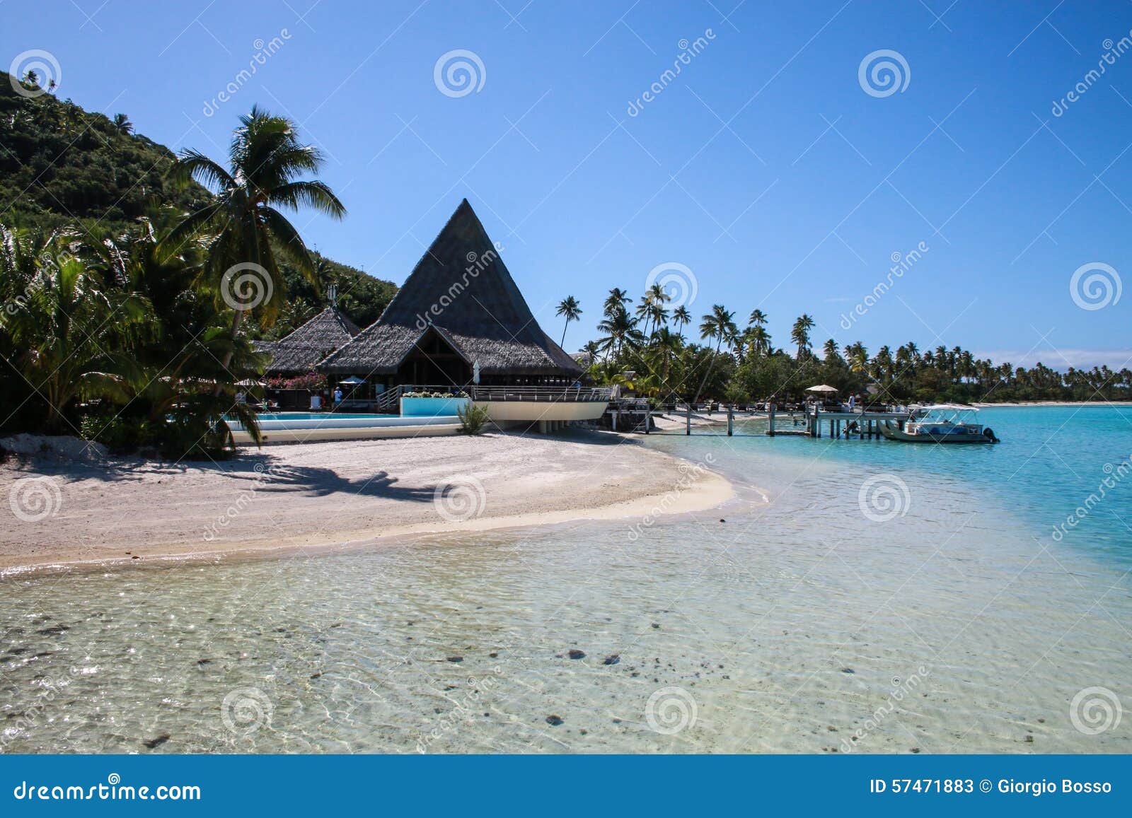 Polynesian Village - Moorea Stock Image - Image of cloud, lagoon: 57471883
