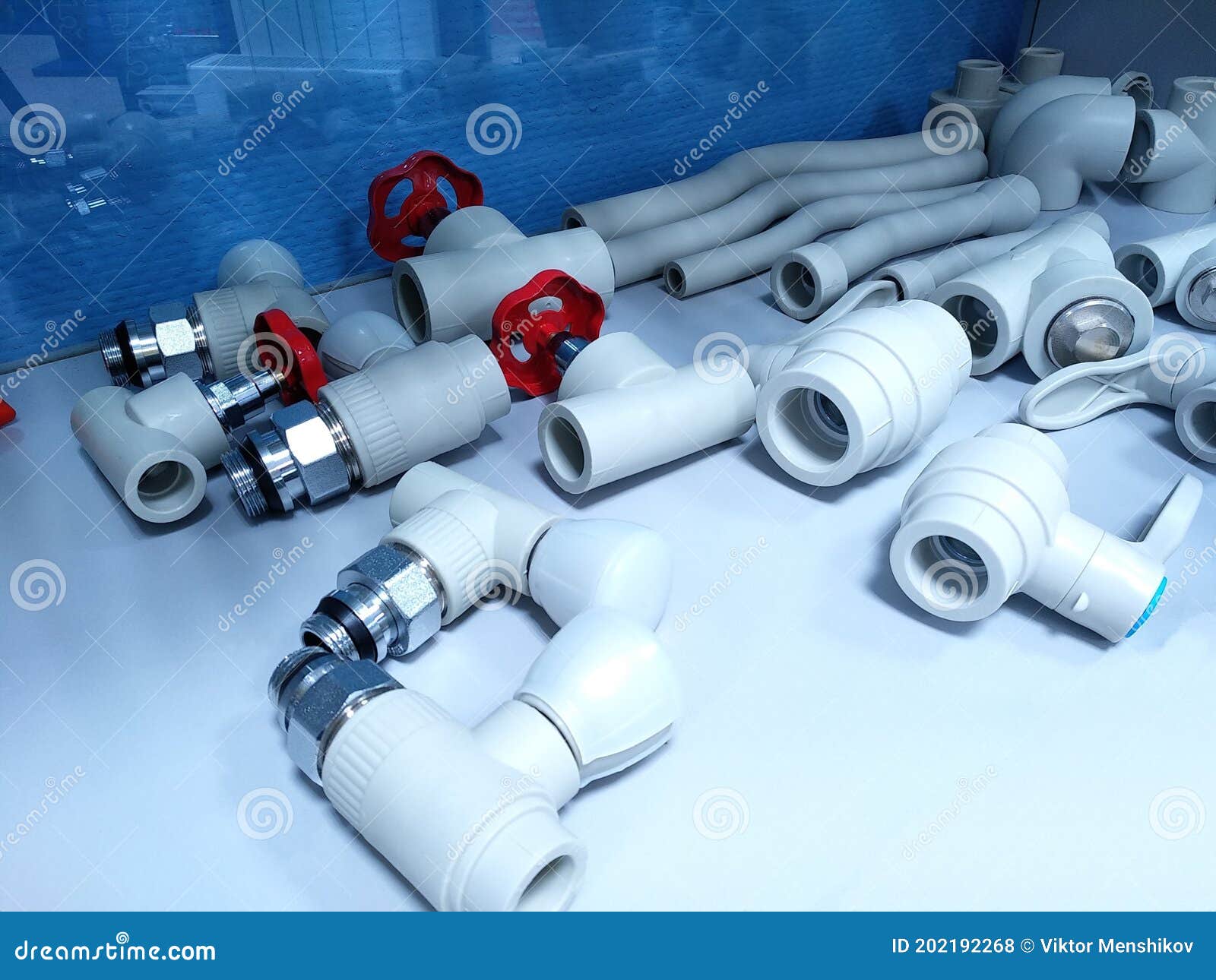 Polypropylene Gray Colour Pipe Fittings and Valve Stock Photo - Image ...