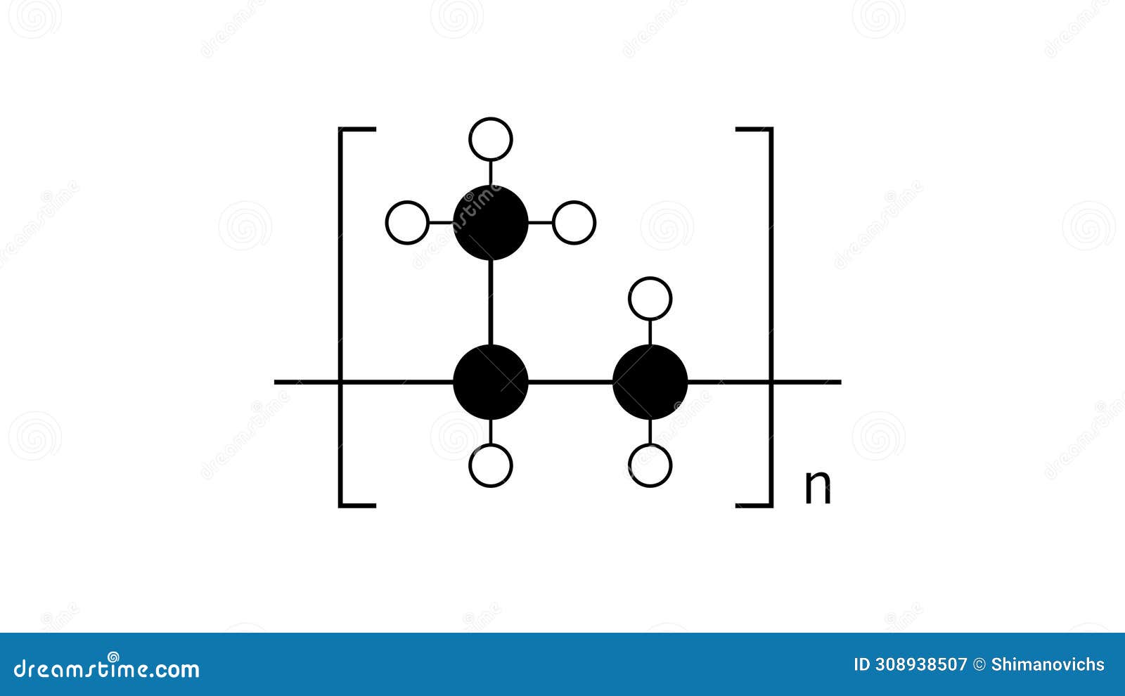 Polypropylene Molecule, Structural Chemical Formula, Ball-and-stick ...