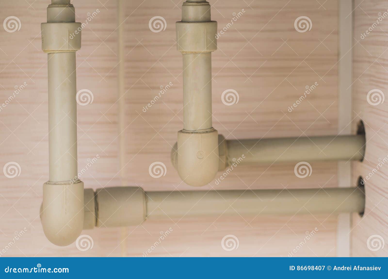 Polypropylene Pipe Installed in the Wall Stock Image - Image of plastic ...