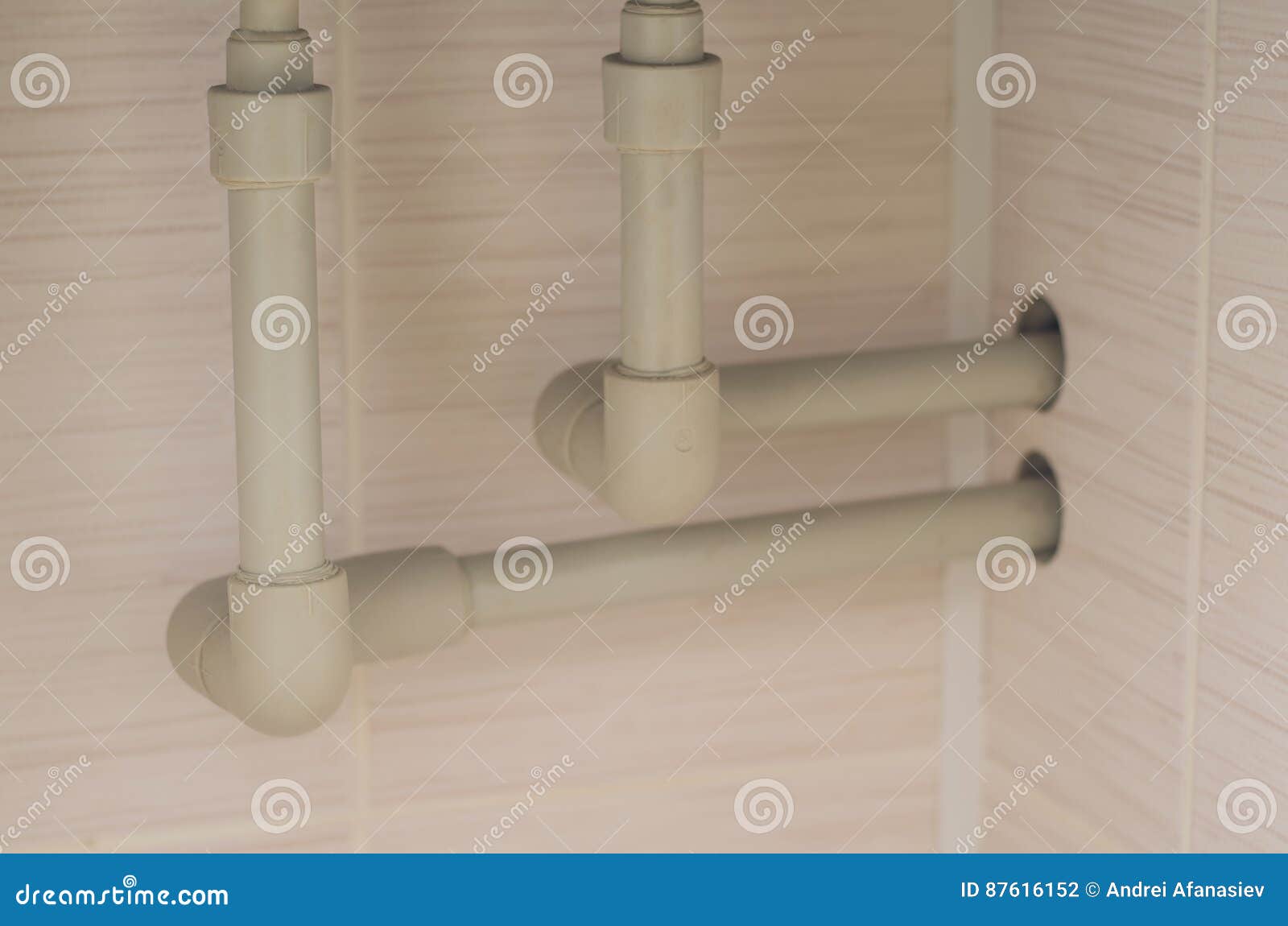 Polypropylene Pipe Installed in the Wall Stock Photo - Image of ...