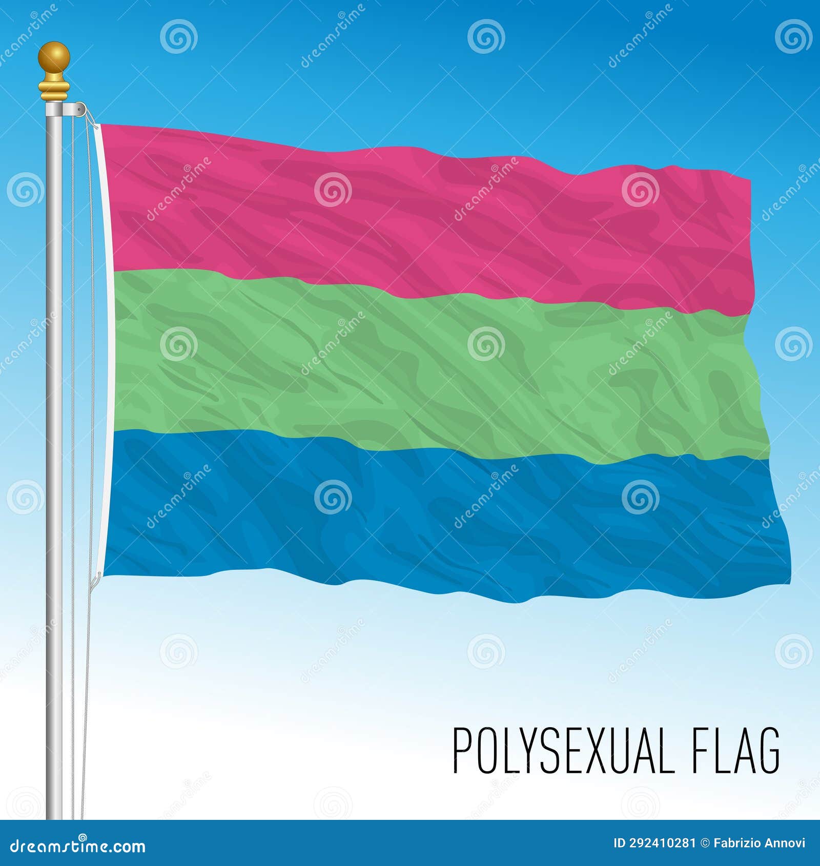 Polysexual Movement Waving Flag International Symbol Illustration