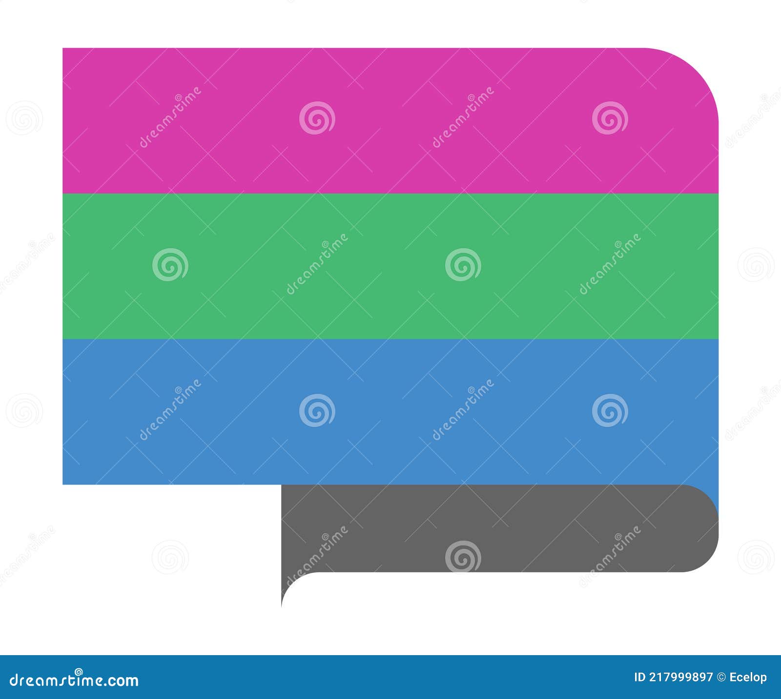 Polysexual Pride Flag Waving Vector Illustration Designed With Correct