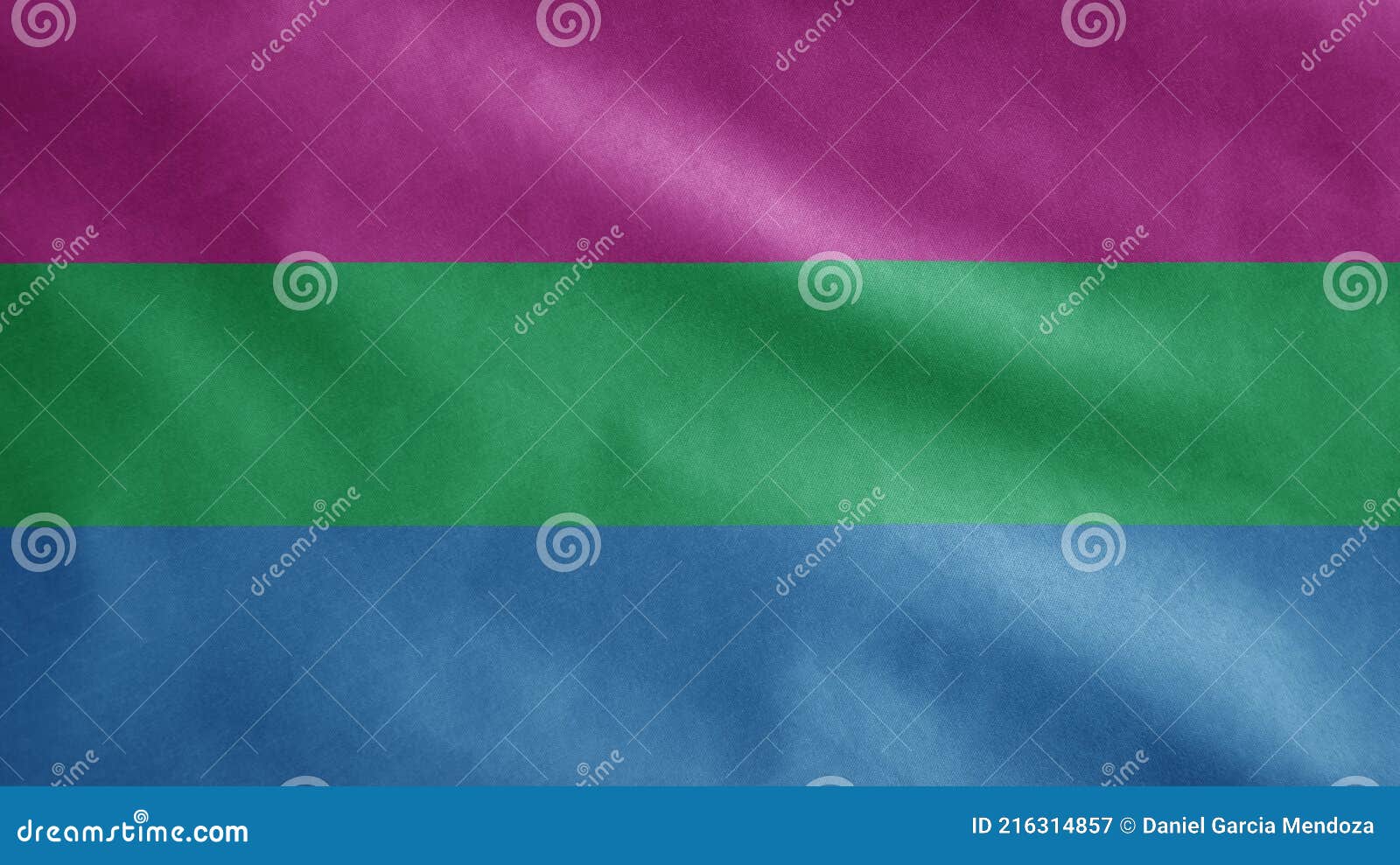 Polysexuality Flag Waving In The Wind Close Up Of Polysexual Banner