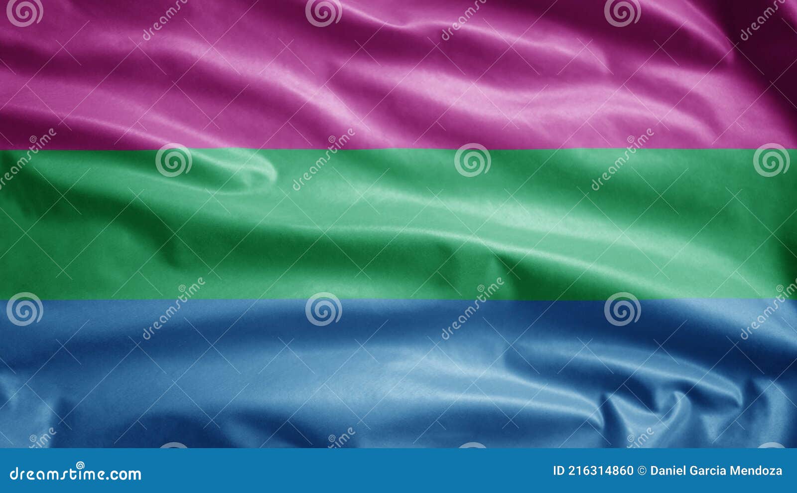 Polysexuality Flag Waving In The Wind Close Up Of Polysexual Banner