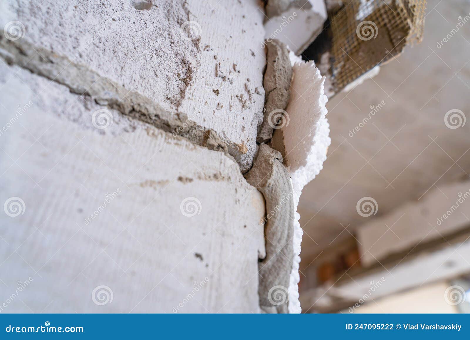 Polystyrene Foam Glued To an Aerated Concrete Block Wall Stock Photo ...
