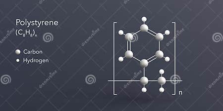 Polystyrene Molecule 3d Rendering, Flat Molecular Structure with ...