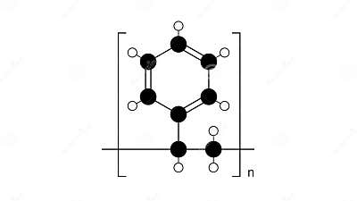 Polystyrene Molecule, Structural Chemical Formula, Ball-and-stick Model ...