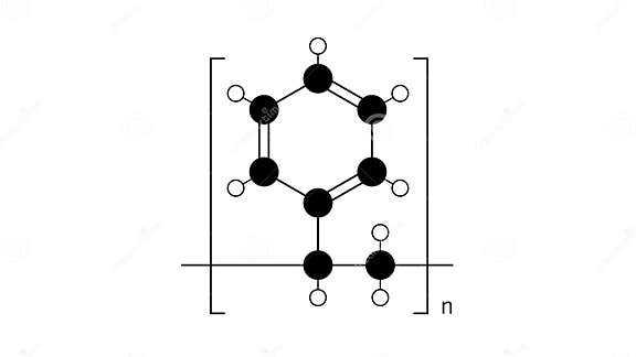 Polystyrene Molecule, Structural Chemical Formula, Ball-and-stick Model ...