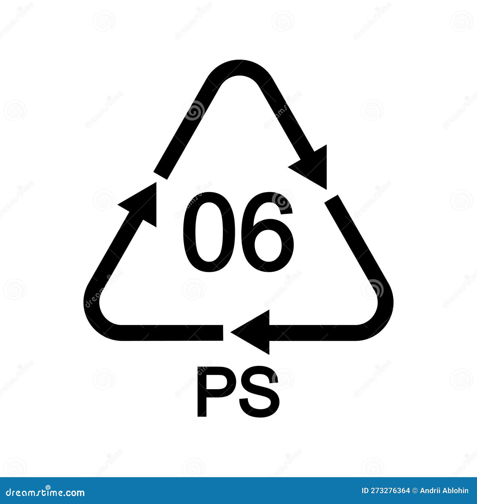 Plastic Polystyrene Recycling Code PS 6 Symbol Stock Photo ...