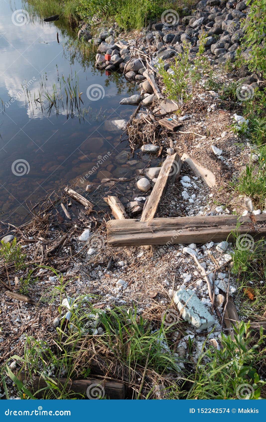 Polystyrene, Styrofoam Garbage on the Shore Stock Photo - Image of ...