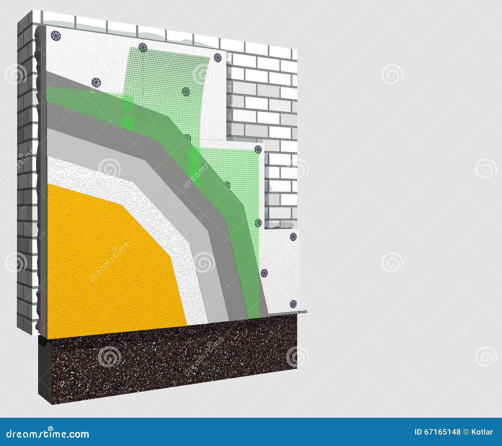 Polystyrene Wall Insulation 3d Scheme Stock Illustration - Illustration ...