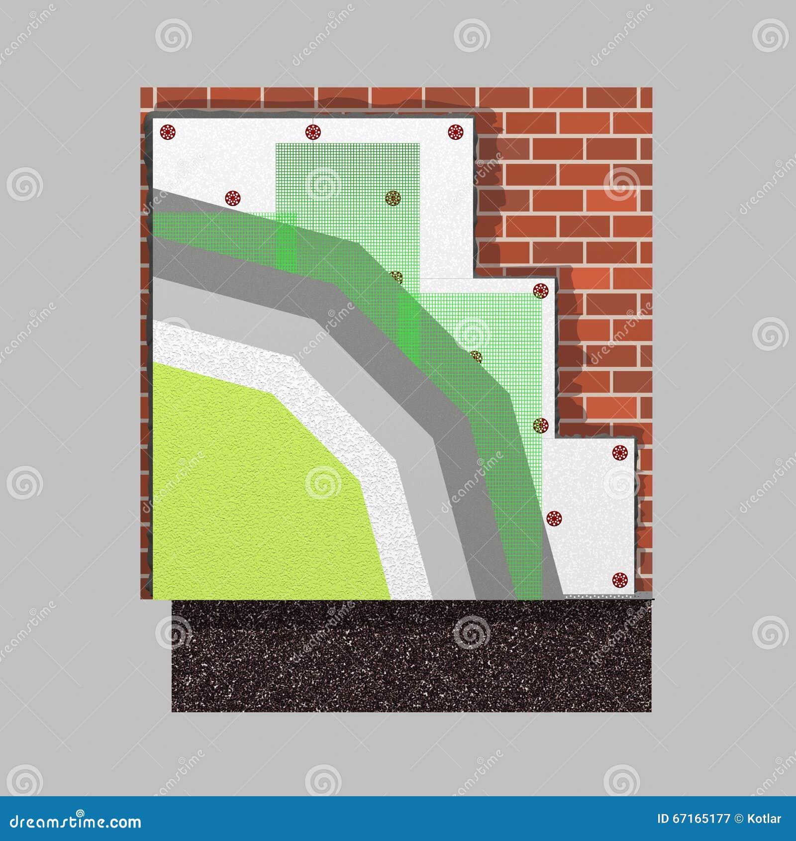 Polystyrene Wall Insulation 3d Scheme Stock Illustration - Illustration ...