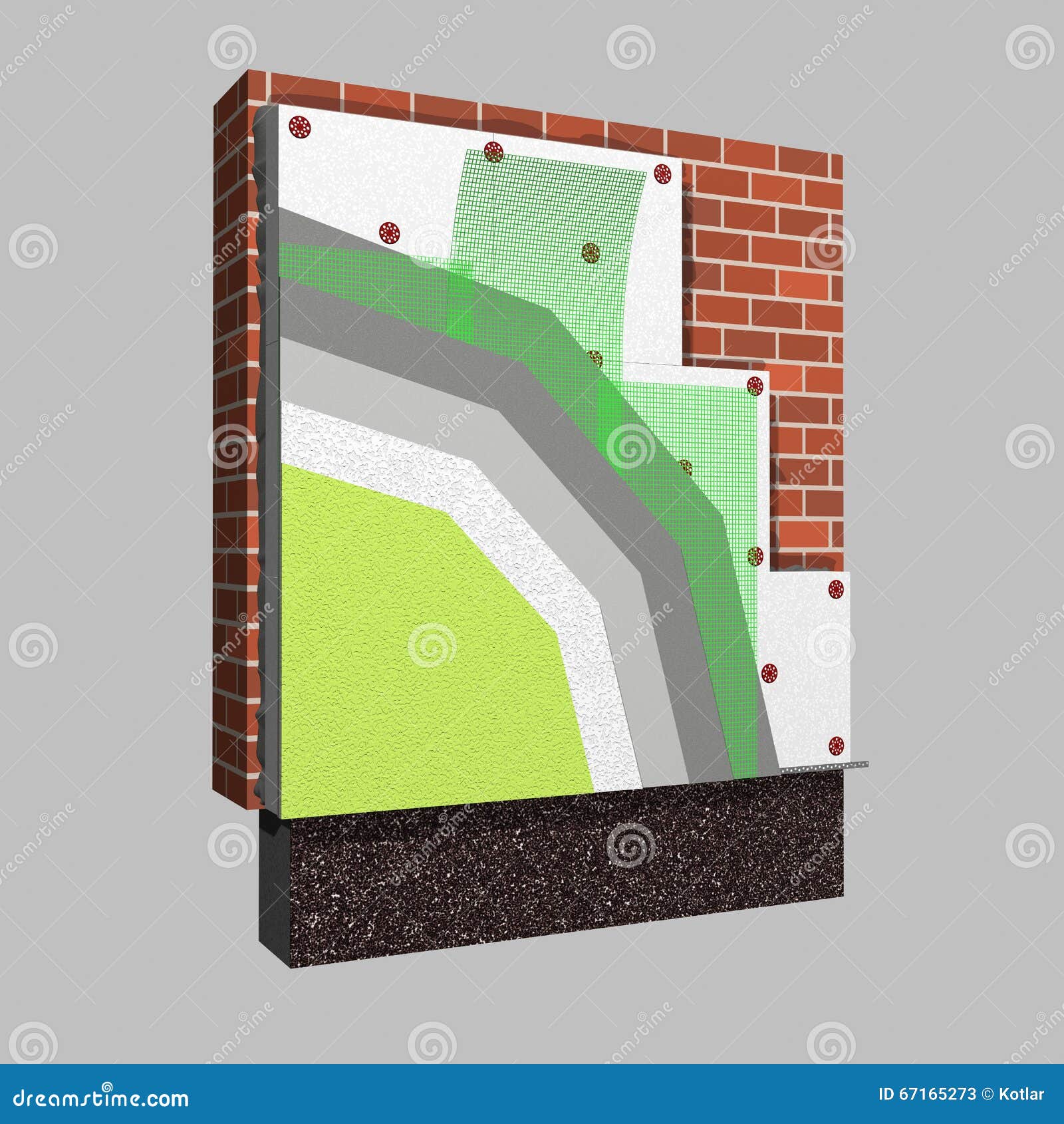 Polystyrene Wall Insulation 3d Scheme Stock Illustration - Illustration ...