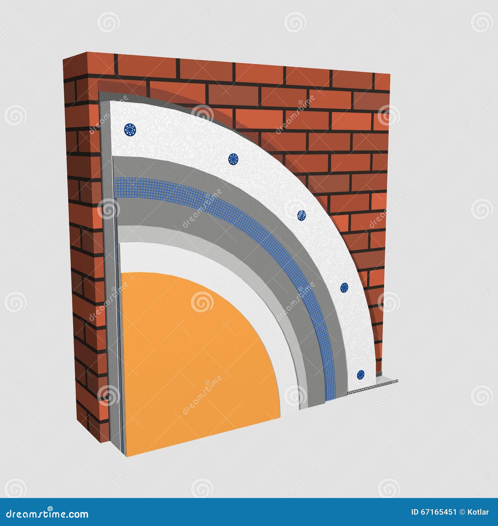 Polystyrene Wall Insulation 3d Scheme Stock Illustration - Illustration ...
