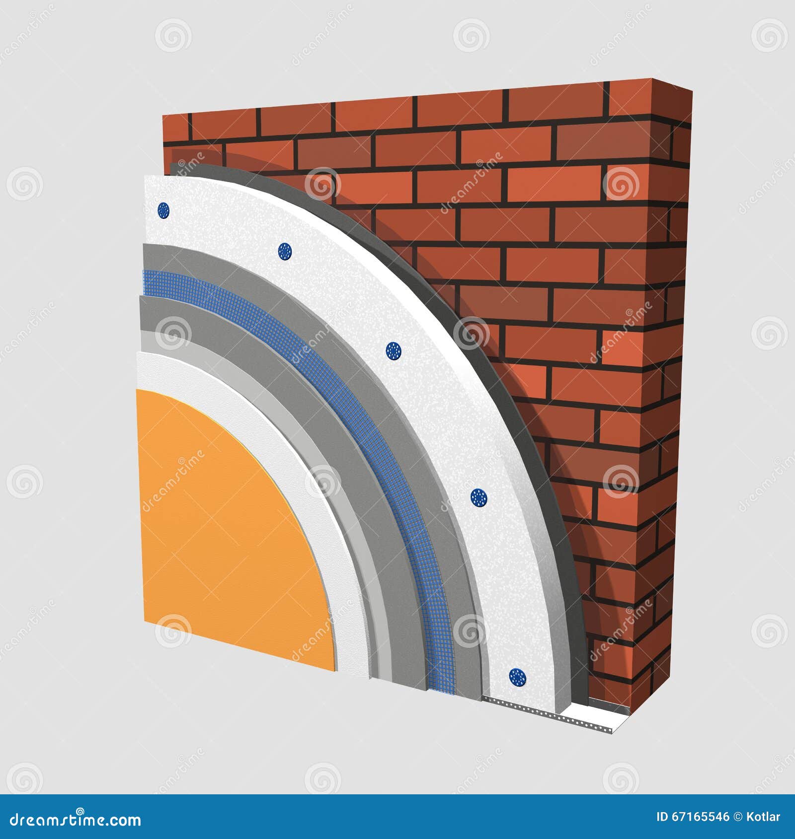 Polystyrene Wall Insulation 3d Scheme Stock Illustration - Illustration ...
