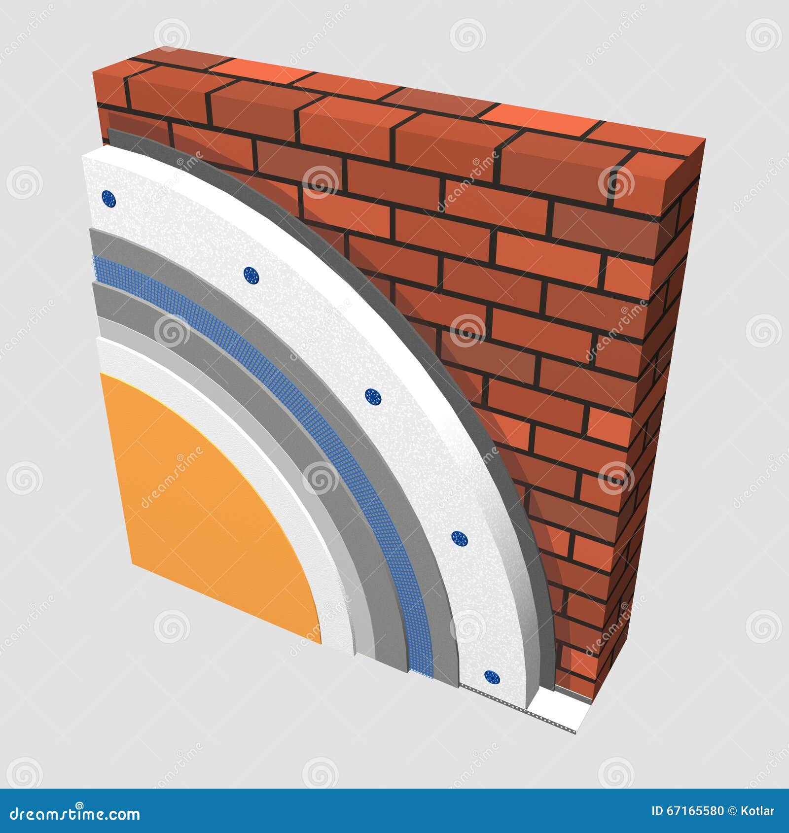 Polystyrene Wall Insulation 3d Scheme Stock Illustration - Illustration ...