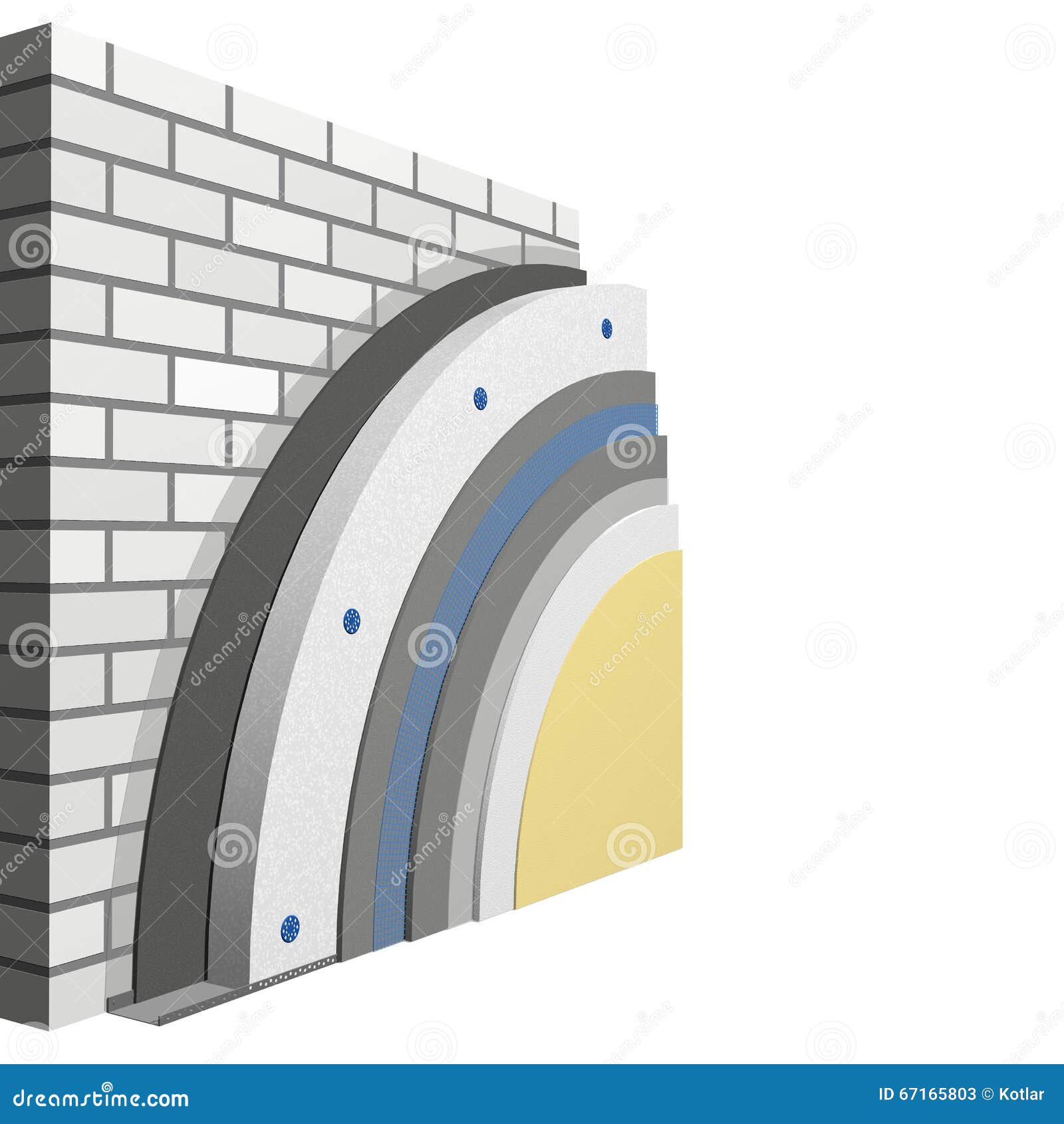 Polystyrene Wall Insulation 3d Scheme Stock Illustration - Illustration ...