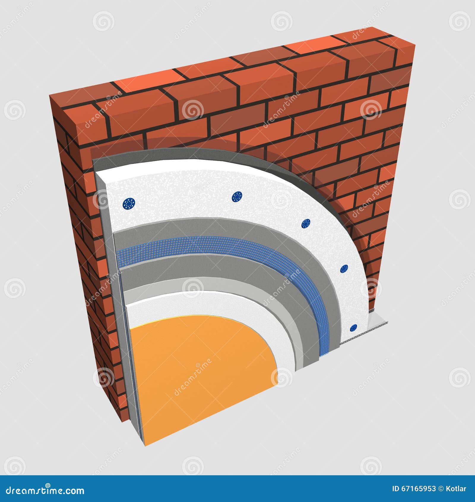 Polystyrene Wall Insulation 3d Scheme Stock Illustration - Illustration ...