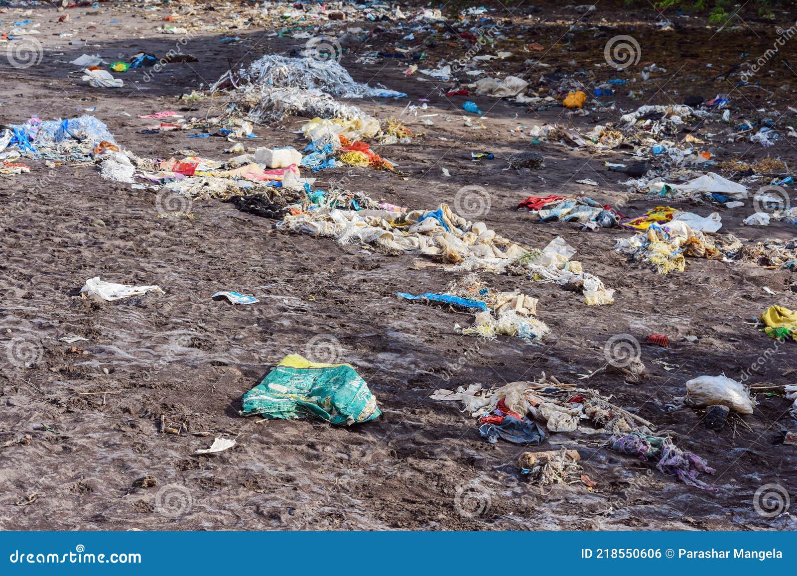 Polythene Trash on the Beach. Environmental Pollution Concept Stock ...