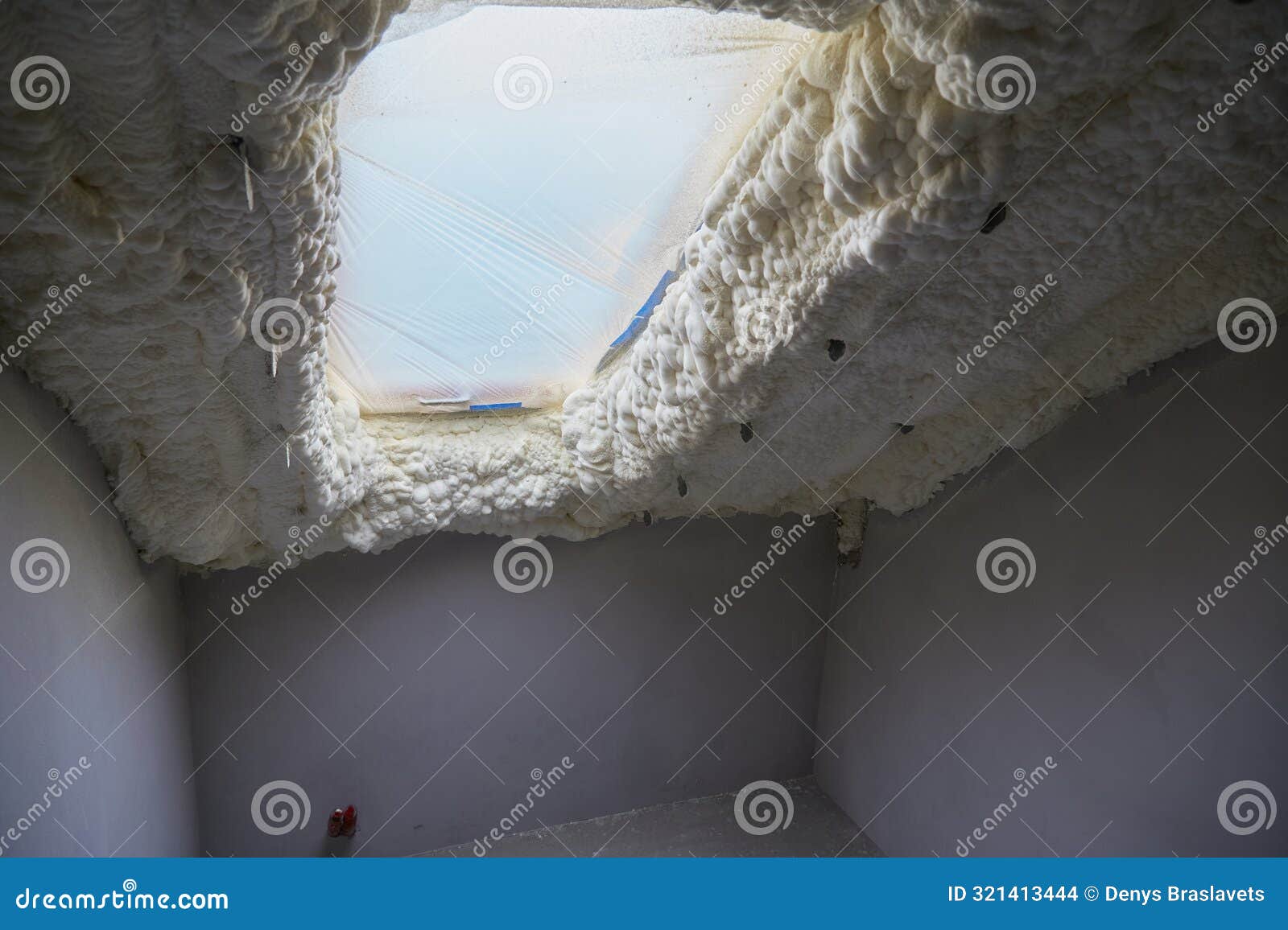 Polyurea Spraying, Foam Coating Insulation of Roof Stock Photo - Image ...