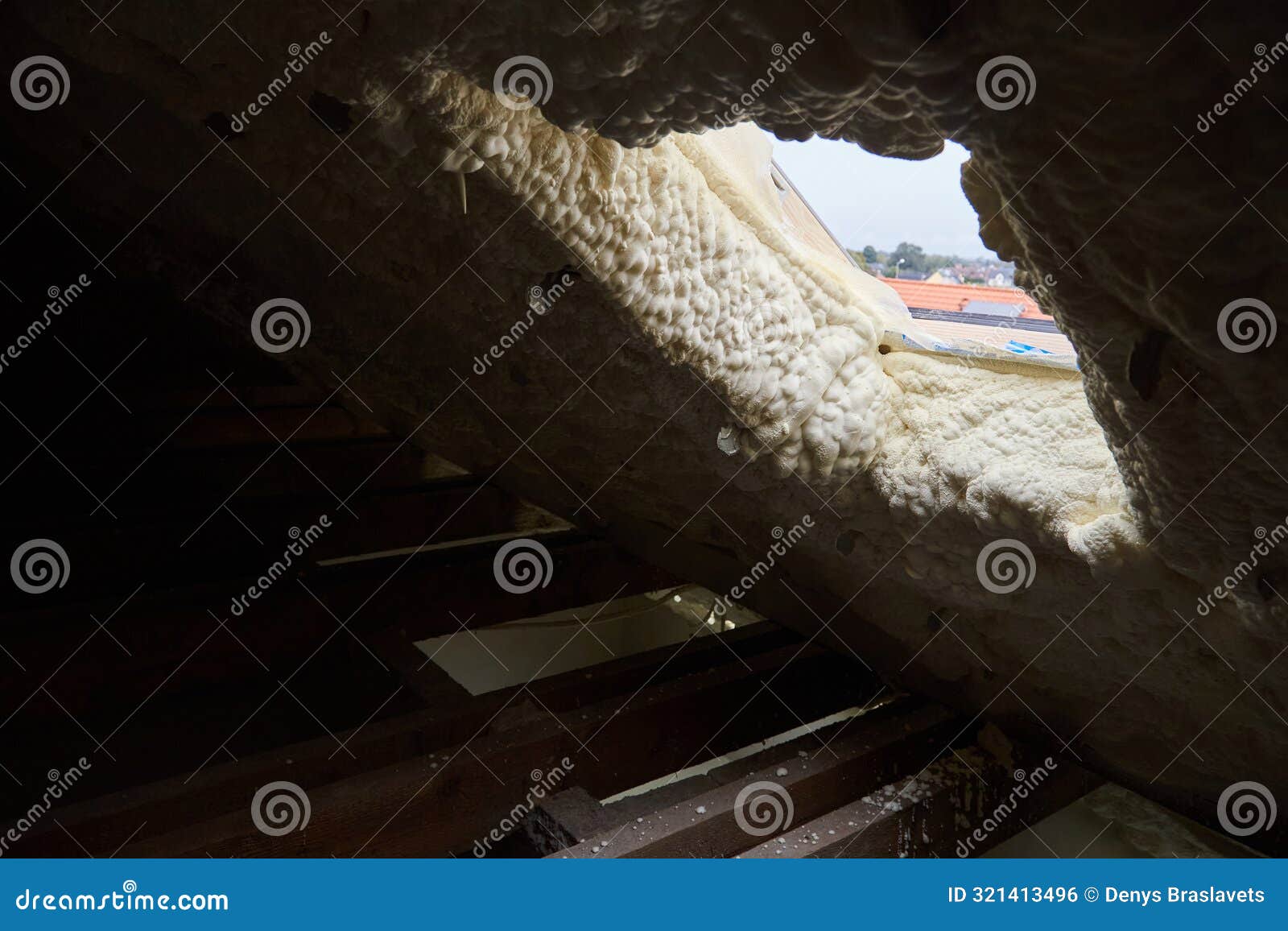 Polyurea Spraying, Foam Coating Insulation of Roof Stock Photo - Image ...