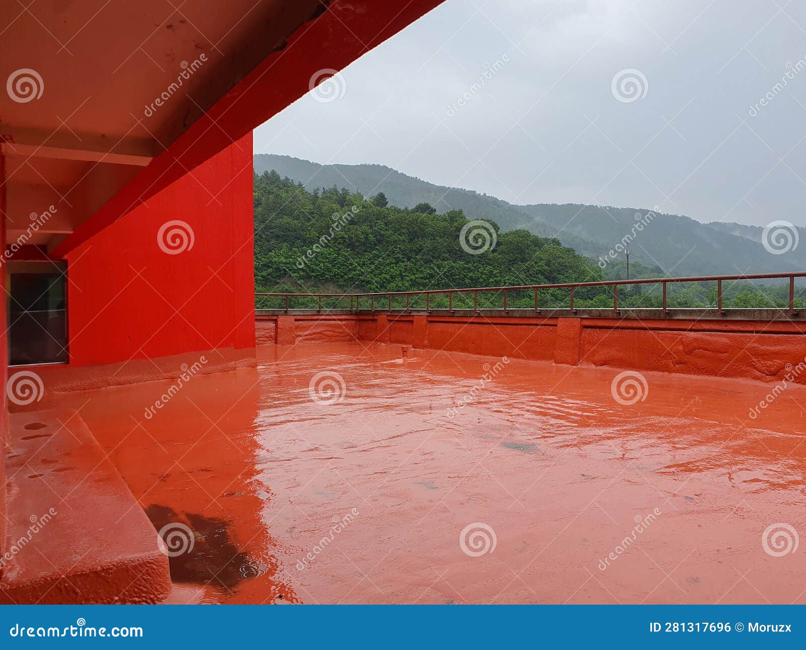 Polyurethane Foam Rooftop Waterproofing Stock Photo - Image of ...