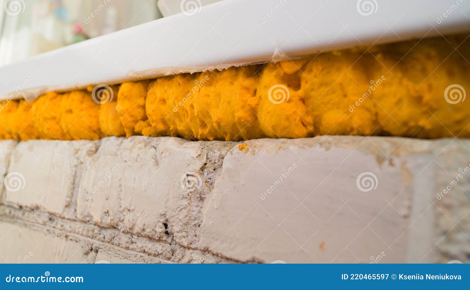 Polyurethane Foam is Used To Install a Plastic Window. Stock Image ...