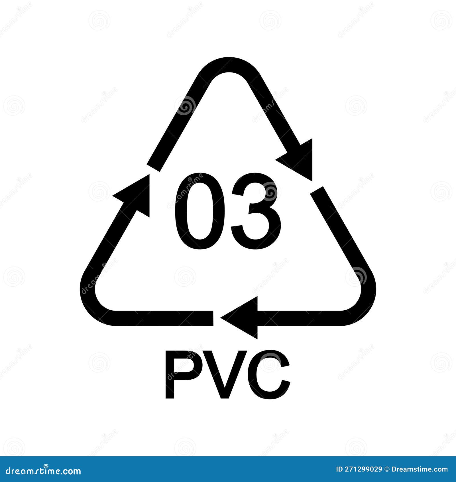 Polyvinyl Chloride Recycling Sign in Triangular Shape with Arrows. 03 ...