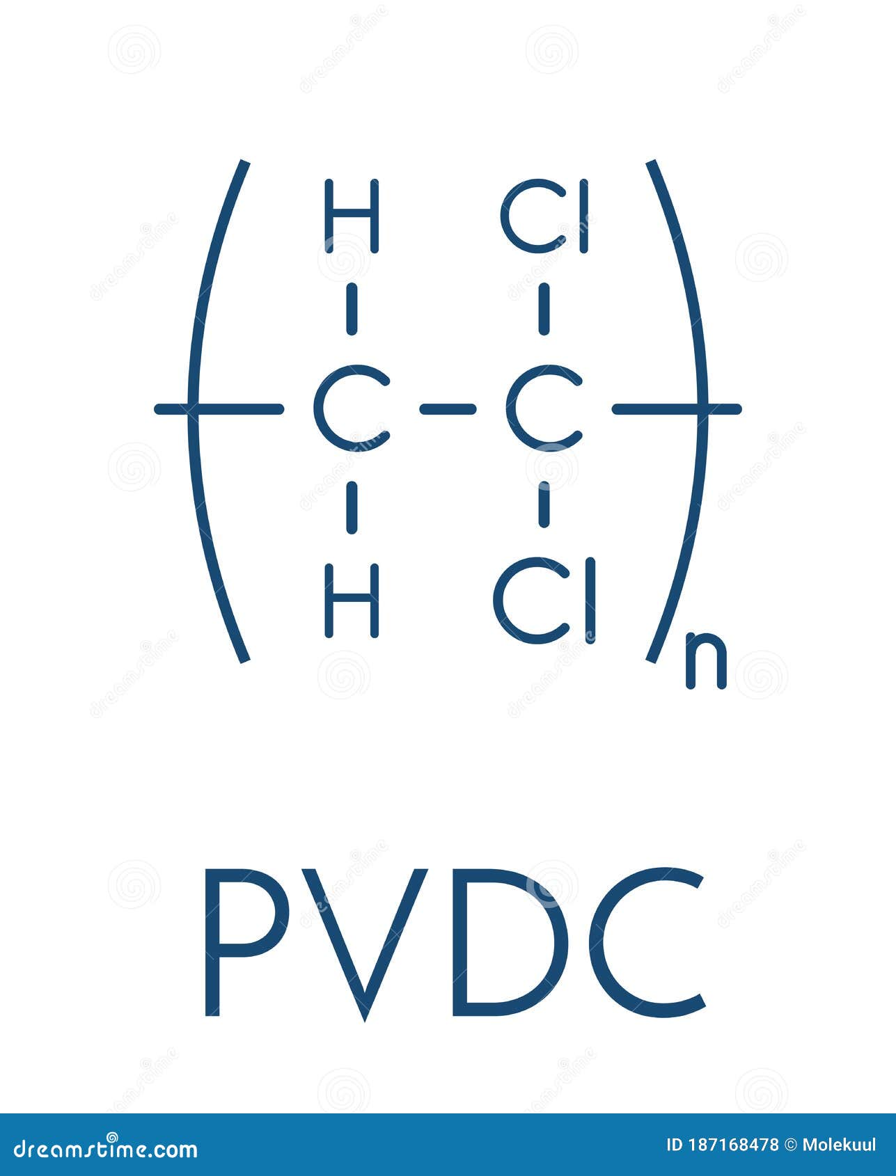 Polyvinylidene Chloride PVDC Polymer, Chemical Structure. Skeletal ...