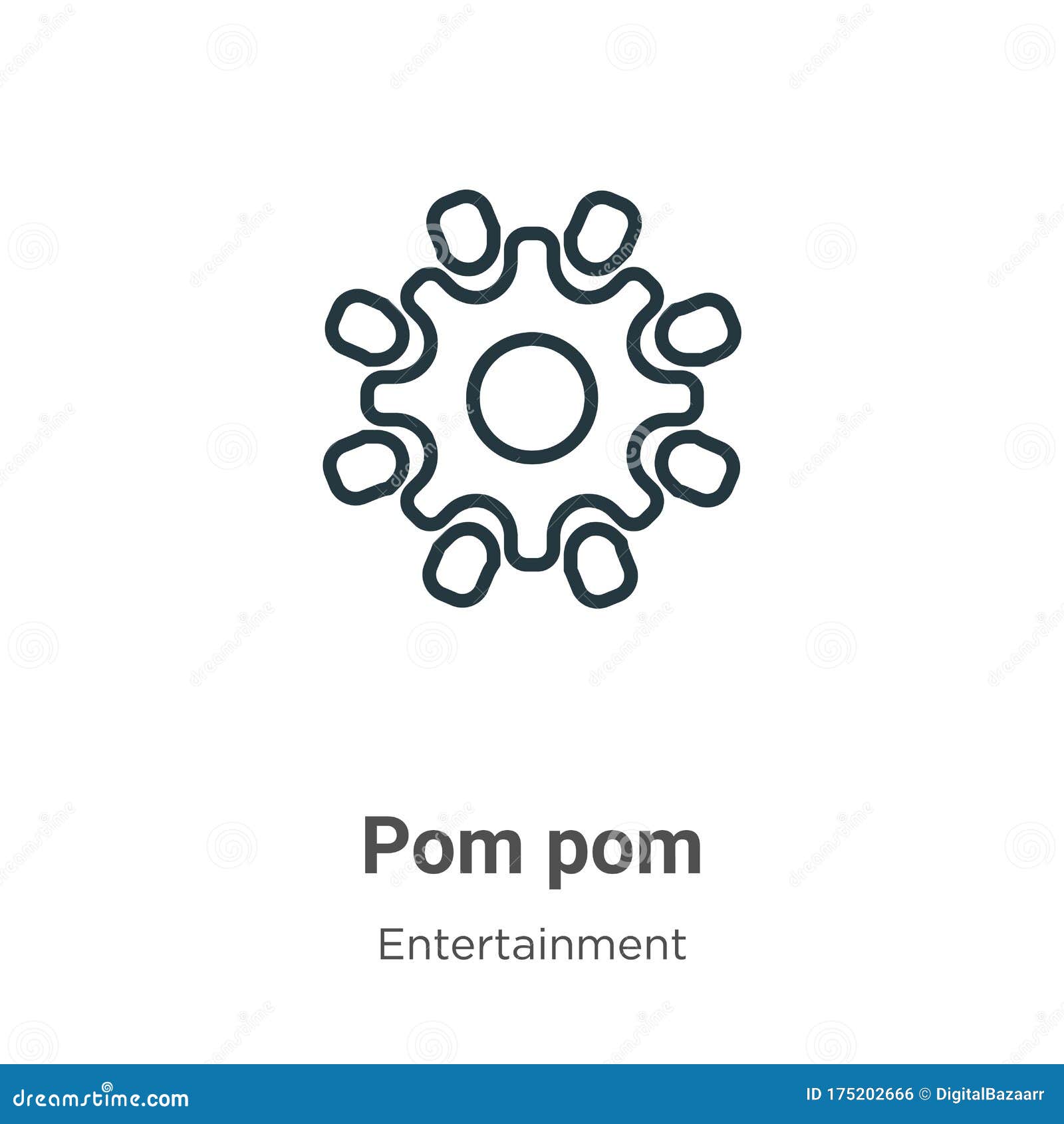 Pom Pom Outline Vector Icon. Thin Line Black Pom Pom Icon, Flat Vector ...