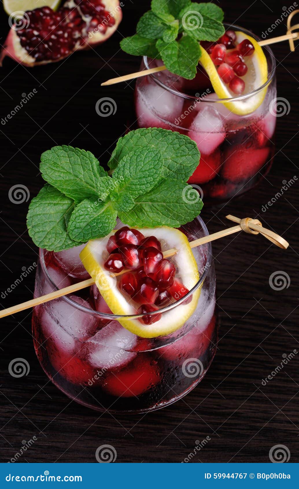 Pomegranate cocktail stock image. Image of cold, glass - 59944767