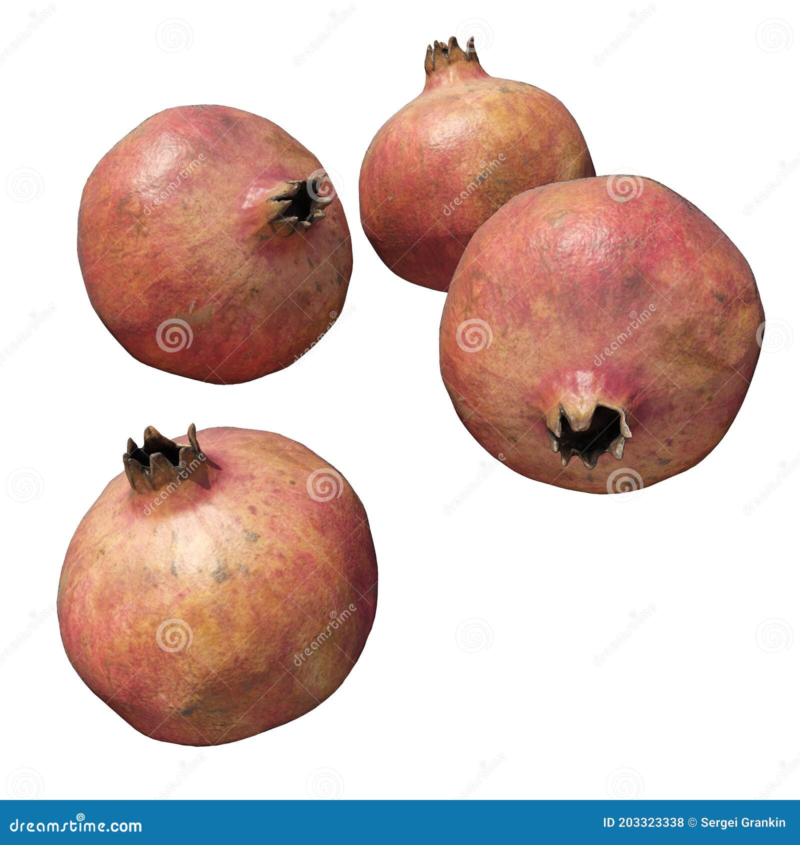 Pomegranate 3d Illustration Isolated On The White Background Stock