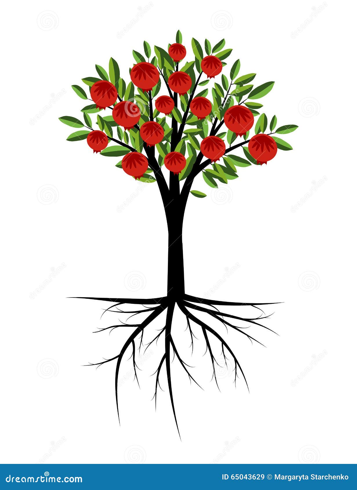 Pomegranate Decorative Tree Stock Vector - Illustration of trunk ...